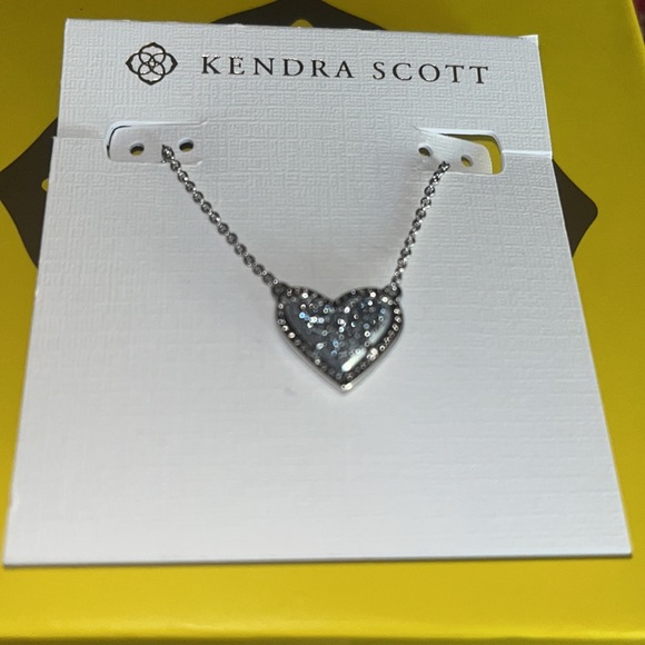 Kendra Scott | Jewelry | Nwt Kendra Scott Ari Silver Pave Crystal Heart ...
